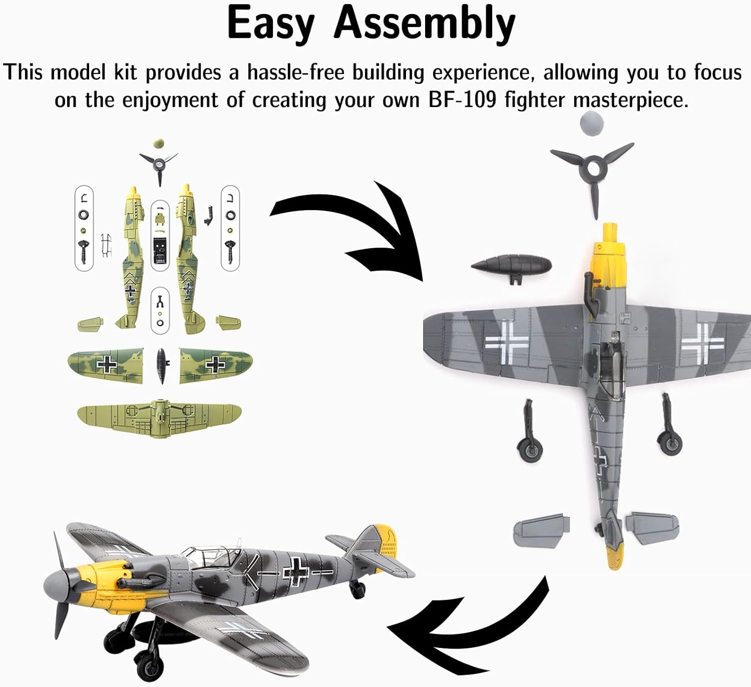 SAMIQU Modelo BF-109, modelo de avión de combate de plástico 148 para ...