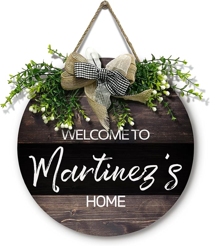 Amazon.com: Dacawin Personalized Welcome Sign for Front Door Wooden ...