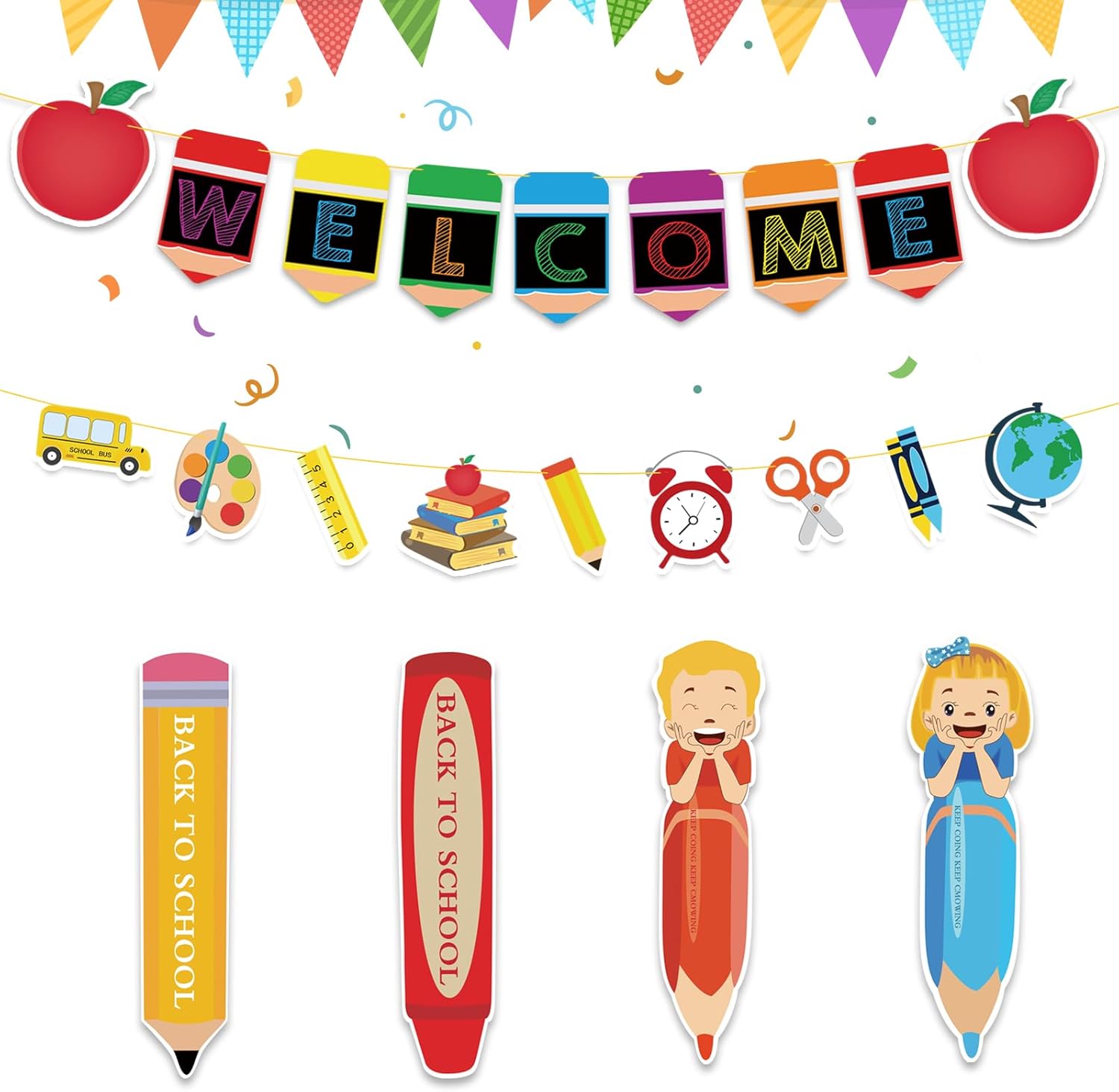 Amazon.com: Back to School Decorations,10 Feet Welcome Back Banner with ...