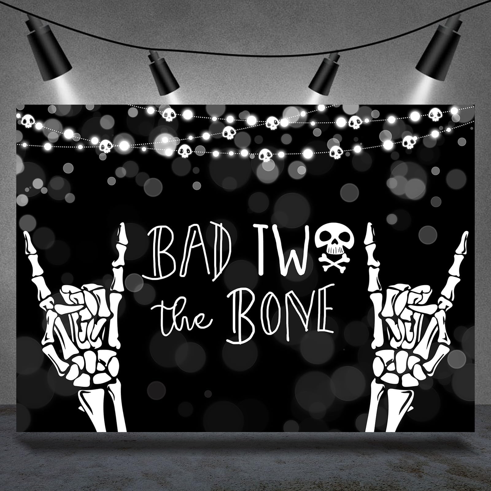 Amazon.com : kreat4joy Bad Two The Bone Backdrop Banner, Skeleton Theme ...