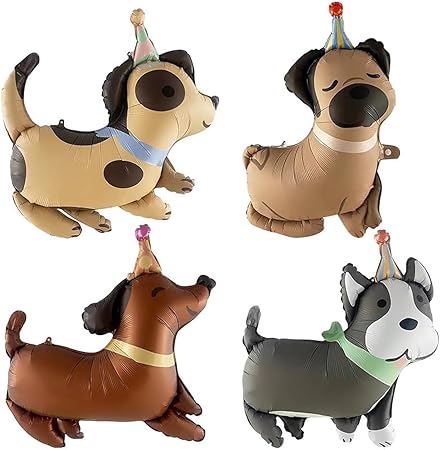 Amazon.com: 4 pieces of dog themed aluminum foil balloons cartoon ...