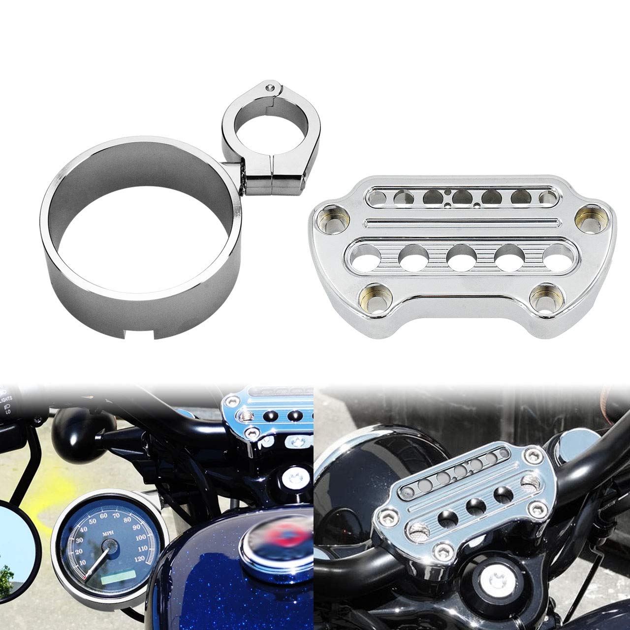 HDBUBALUS Motorcycle Handlebar Clamp Speedometer Relocation Mount Side ...