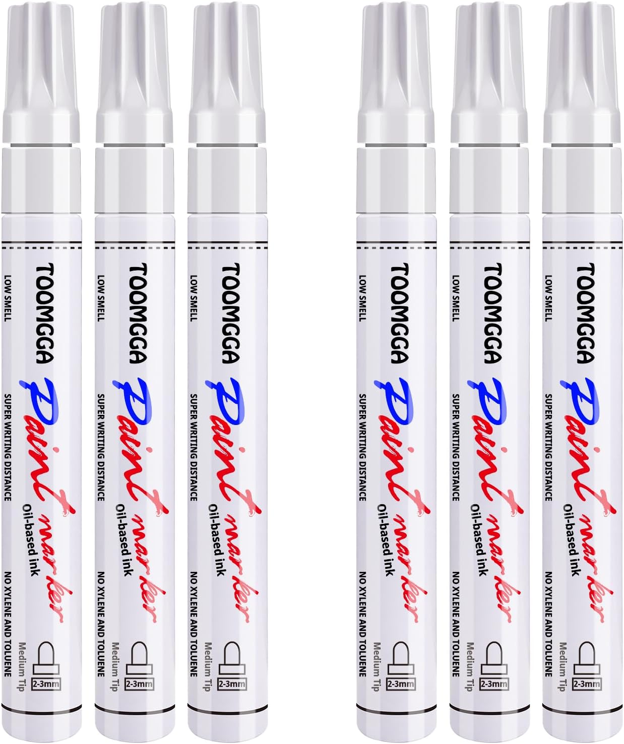 Amazon.com: White Paint Pens Permanent Paint Markers - 6 Pack Oil Based ...