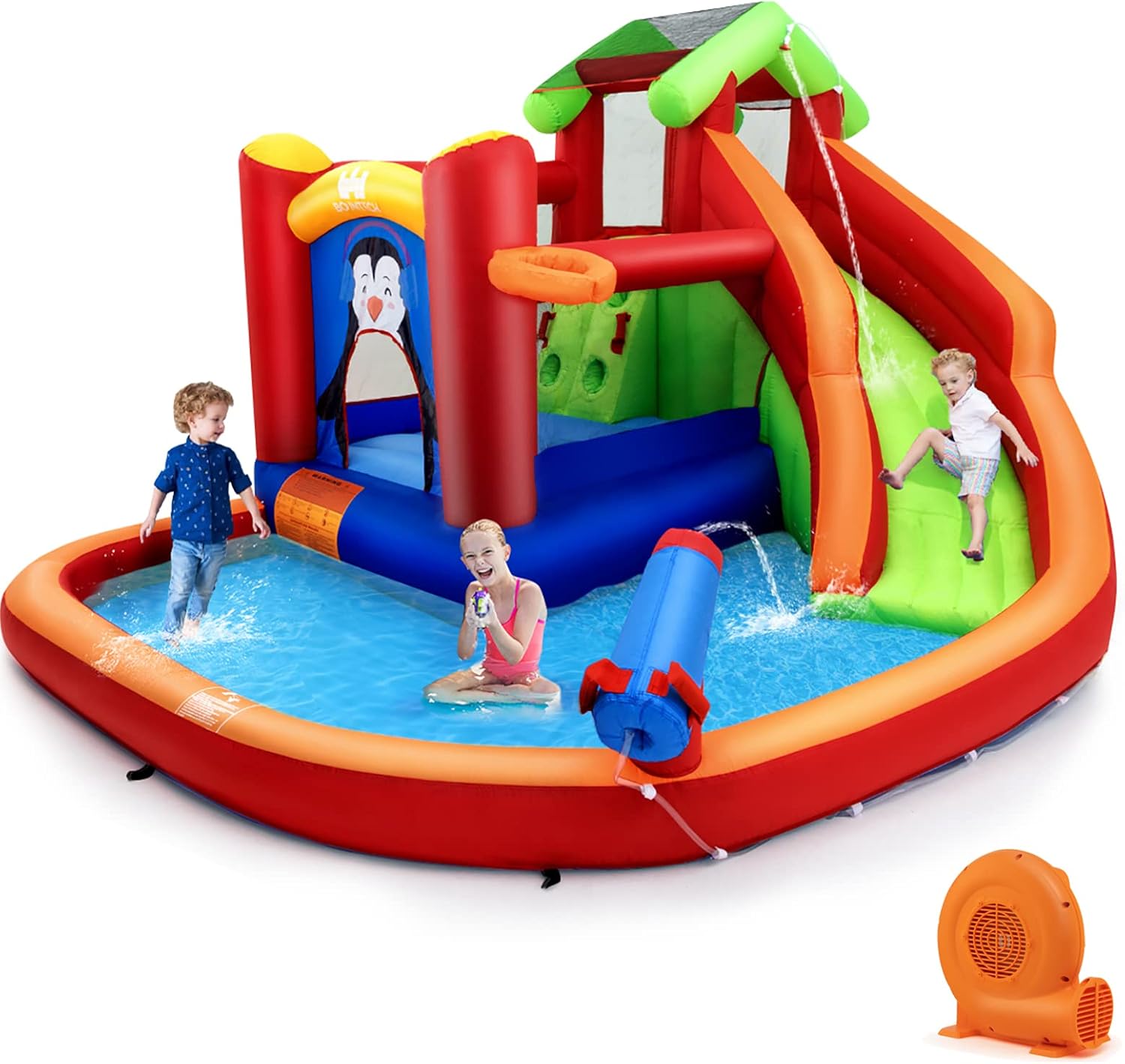 Amazon.com: BOUNTECH Inflatable Water Slide, 6 in 1 Water Park Bounce ...