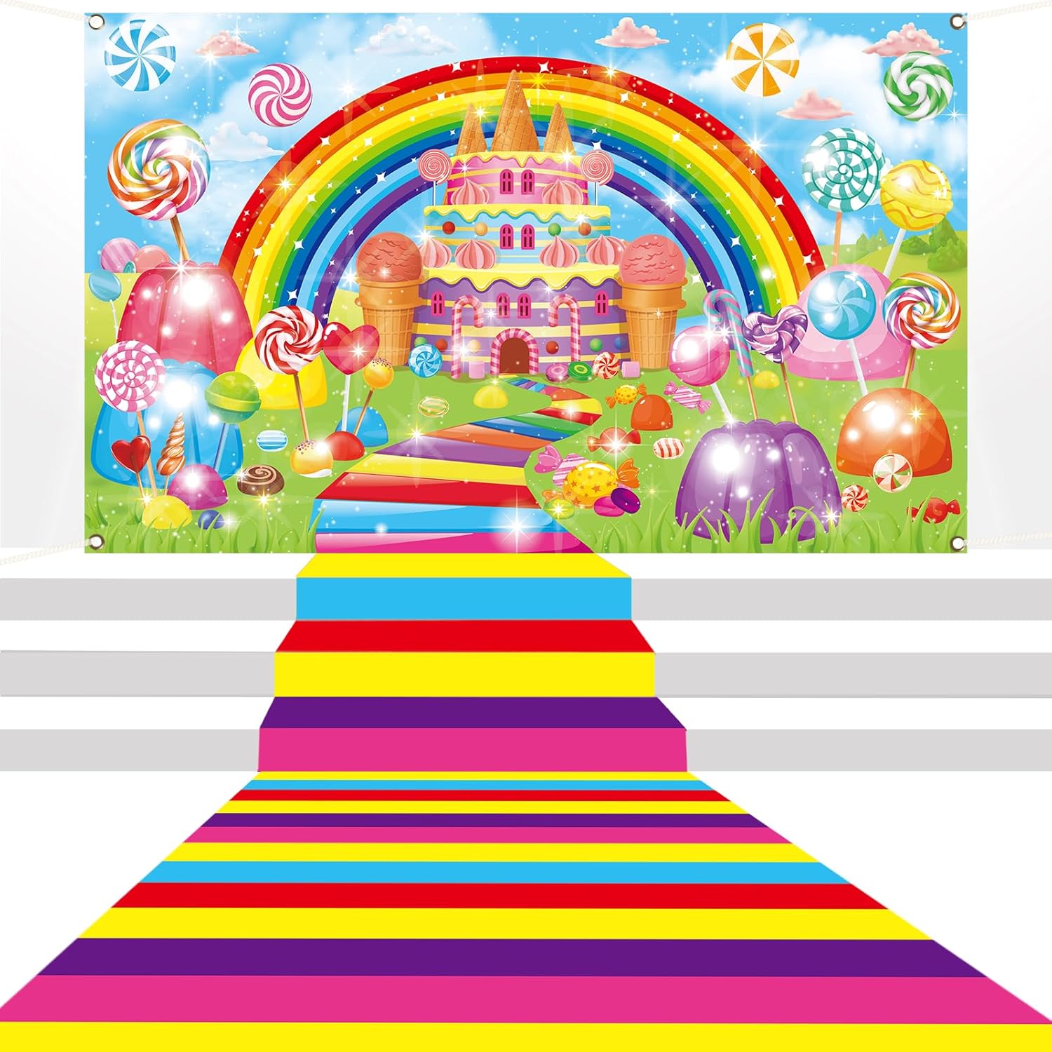 Amazon.com : Candyland Party Decorations Colorful Polyester Carpet ...