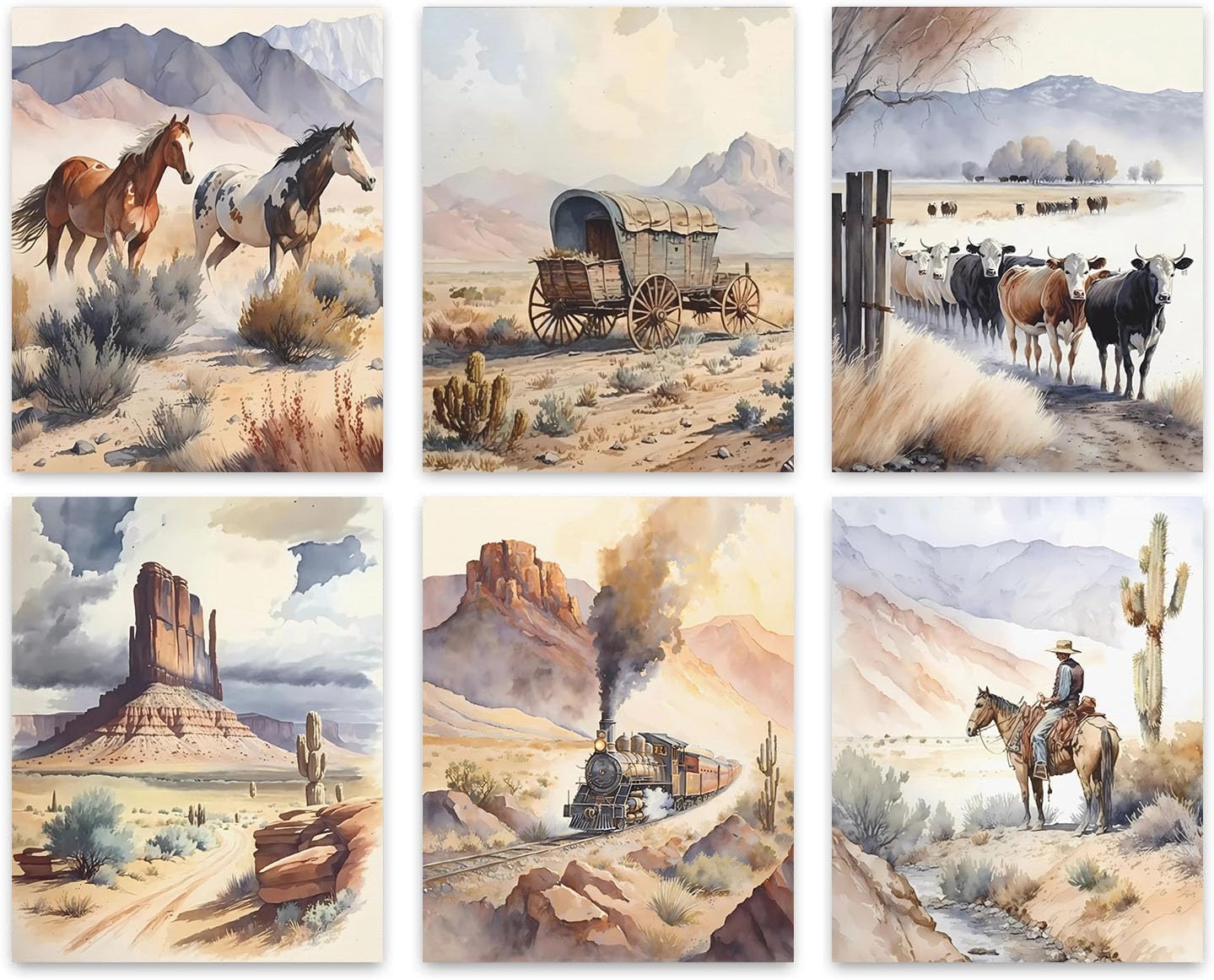 Amazon.com: TOCDGOO Vintage Western Cowboy Wall Art - Western Farmhouse ...