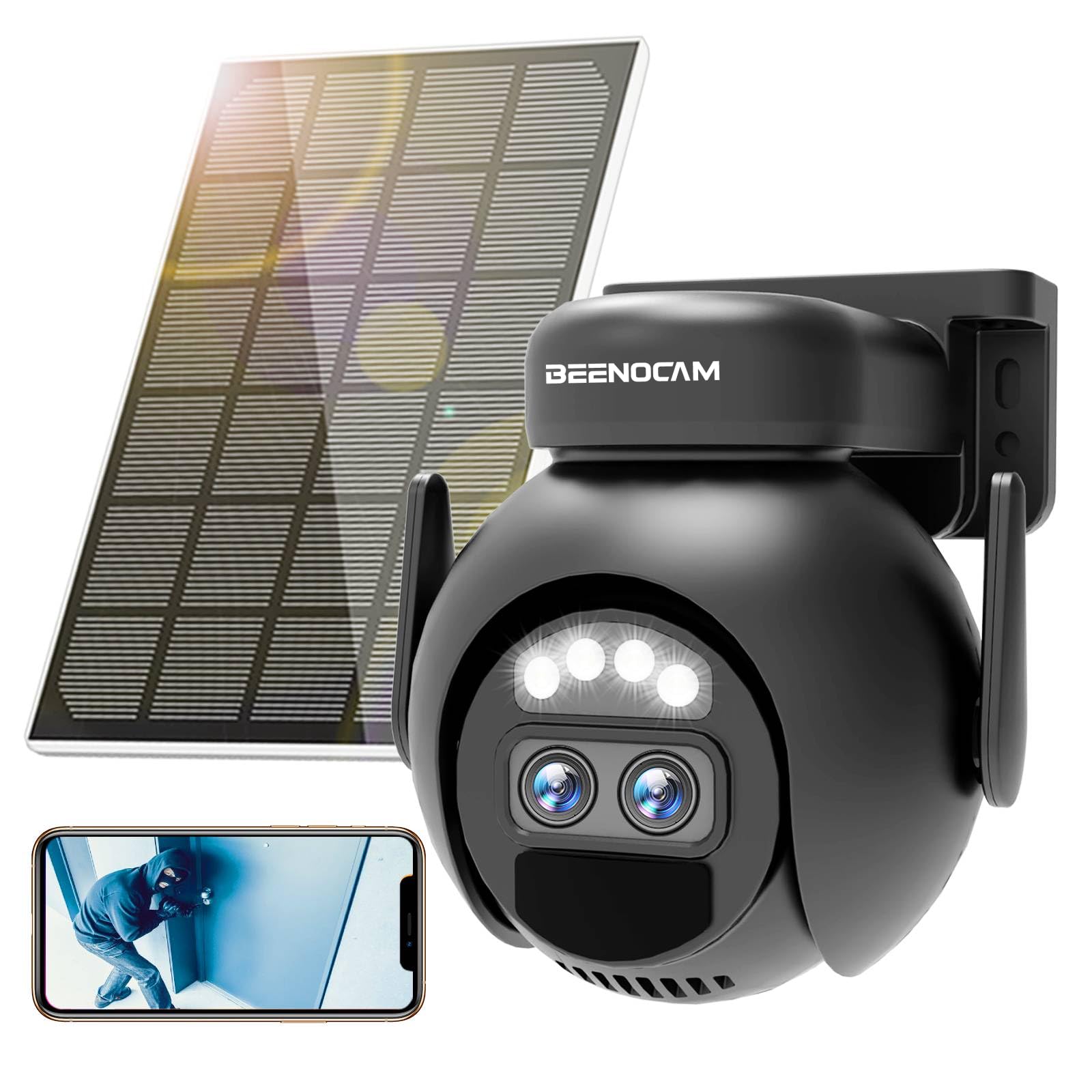Amazon.com : BEENOCAM Solar Security Camera Wireless Outdoor, 2.4G WiFi ...