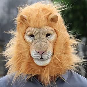 Amazon.com: Full Head Realistic Lion Mask, Animal Beast Lion Mask ...
