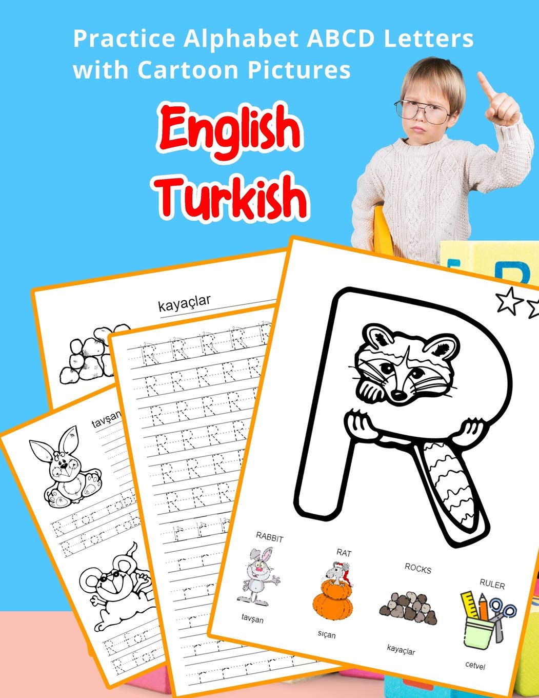 English Turkish Practice Alphabet Abcd Letters With Cartoon Pictures ...
