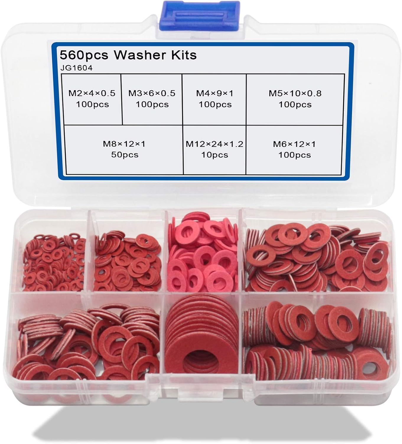 Boeray 560pcs Red Steel Paper Pad Meson Gasket Washer Assortment Kit ...