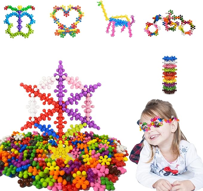 Amazon.com: 200 Pieces Bristle Snowflake Interlocking Building Blocks ...