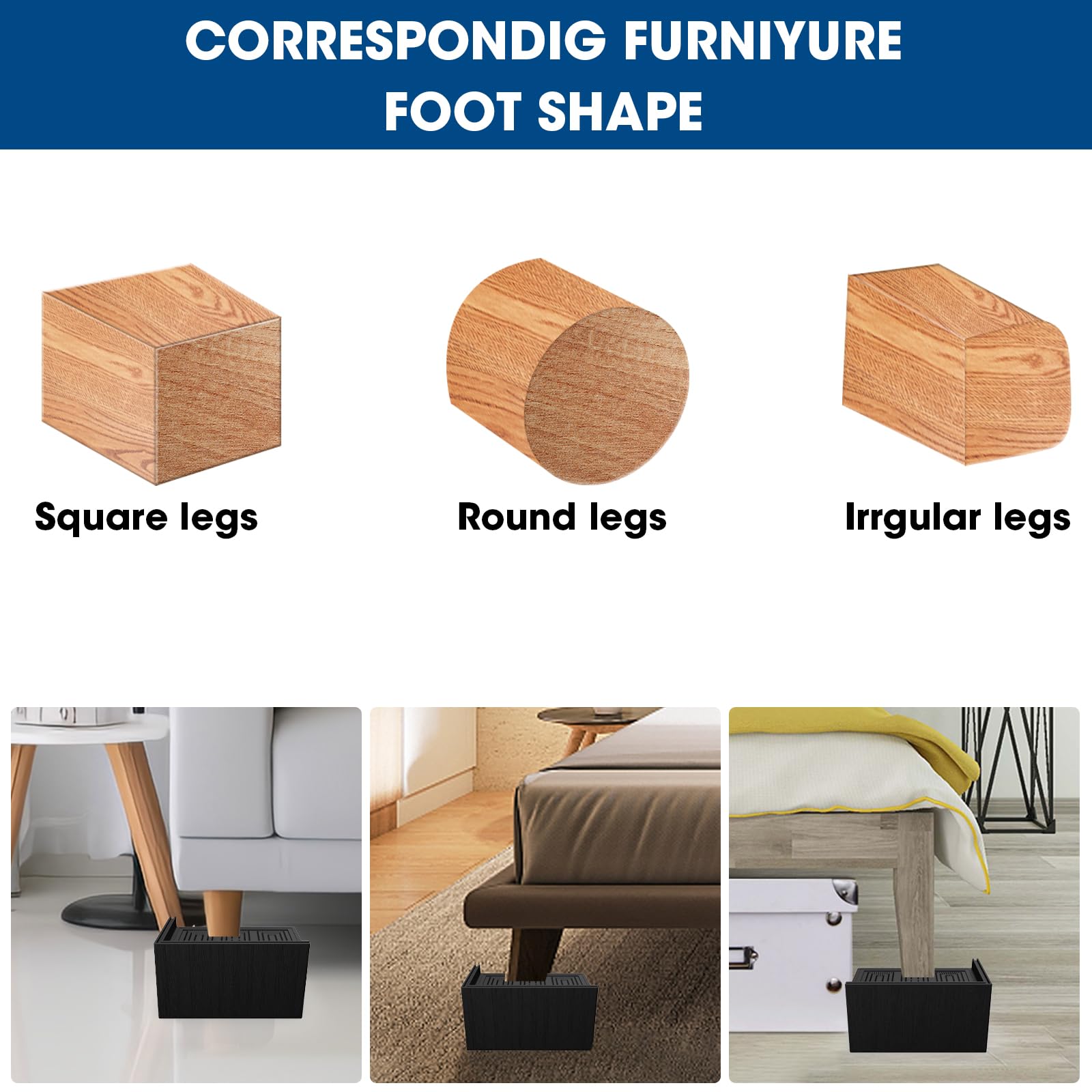 Snapklik.com : Bed Risers 3 Inch, 11000lbs Heavy Duty Oversized ...