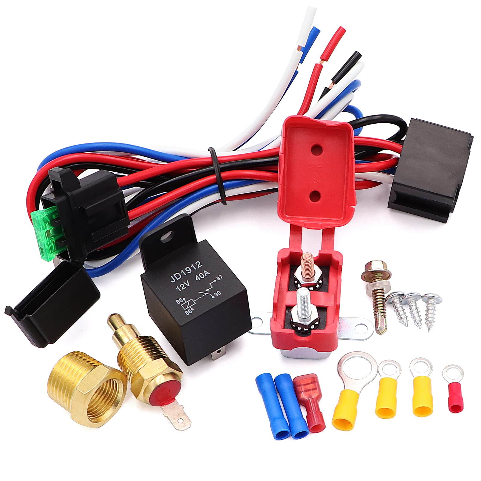 Buy Taigoehua 180 to 200 degree Electric Cooling Radiator Fan Relay Kit ...