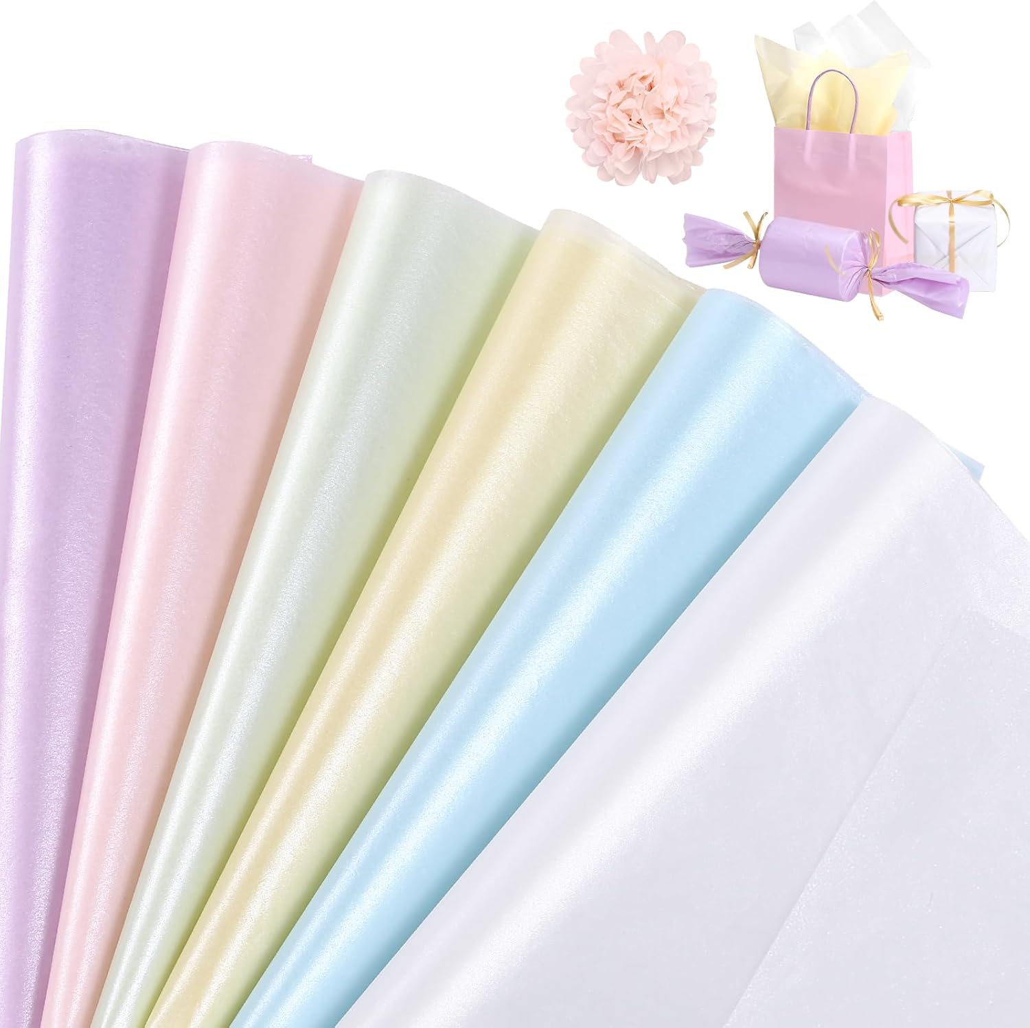 Amazon.com: KESOTE Pastel Colored Tissue Paper for Gift Bags, 14" x 20 ...