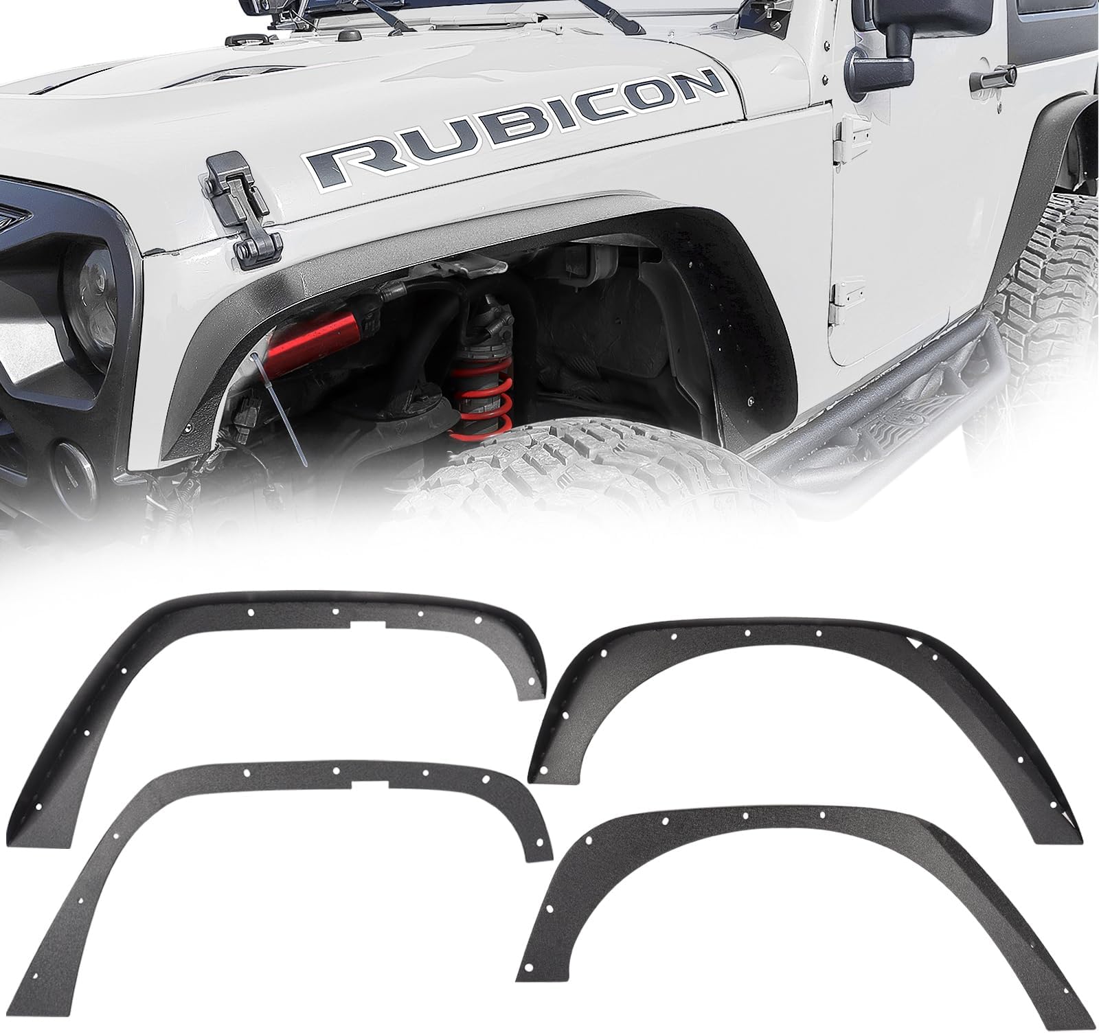 Amazon.com: Tokmowin Wrangler JK Steel Fender Flares Front & Rear Flat Fender Mud Guards ...