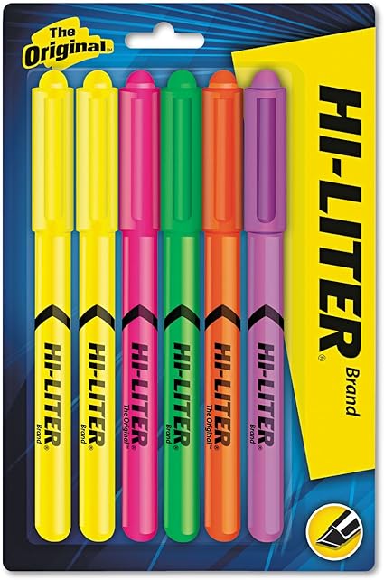 Amazon.com : HI-LITER 23565 HI-LITER Pen-Style Highlighter, Chisel ...