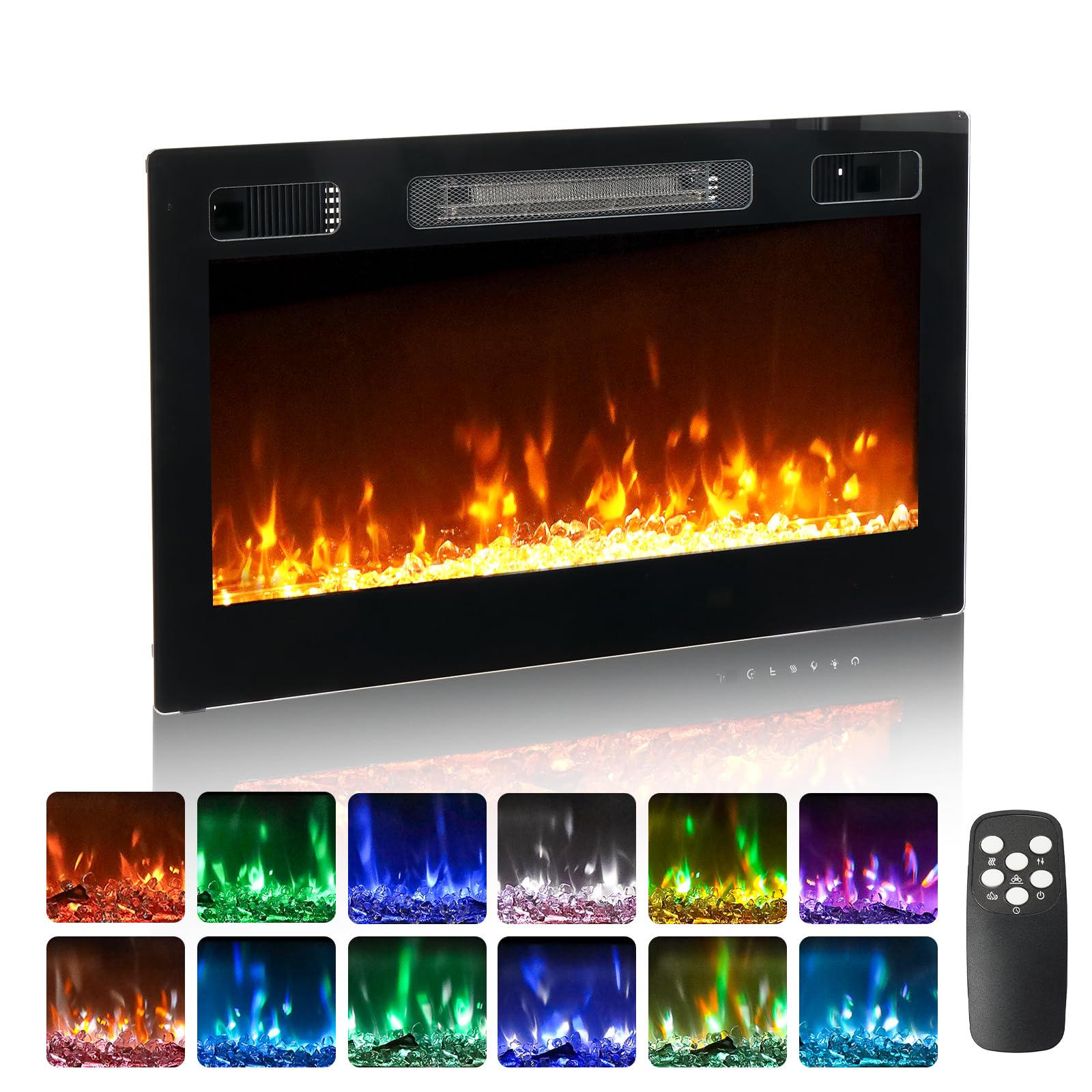 Amazon.com: ROVSUN 30'' Electric Fireplace, 2-in-1 Ultra-Thin Wall ...
