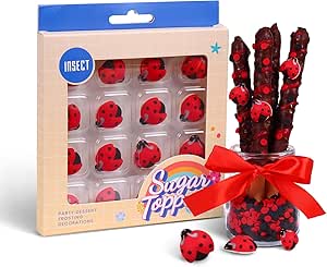 Amazon.com: Edible Ladybug Cake Topper - 16pcs Icing Decorations for ...
