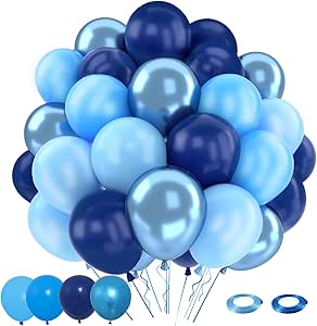 Amazon.com: Patimate Blue Balloons Set, 50 pcs 12 inch Metallic Navy Blue, Pastel Light Blue ...