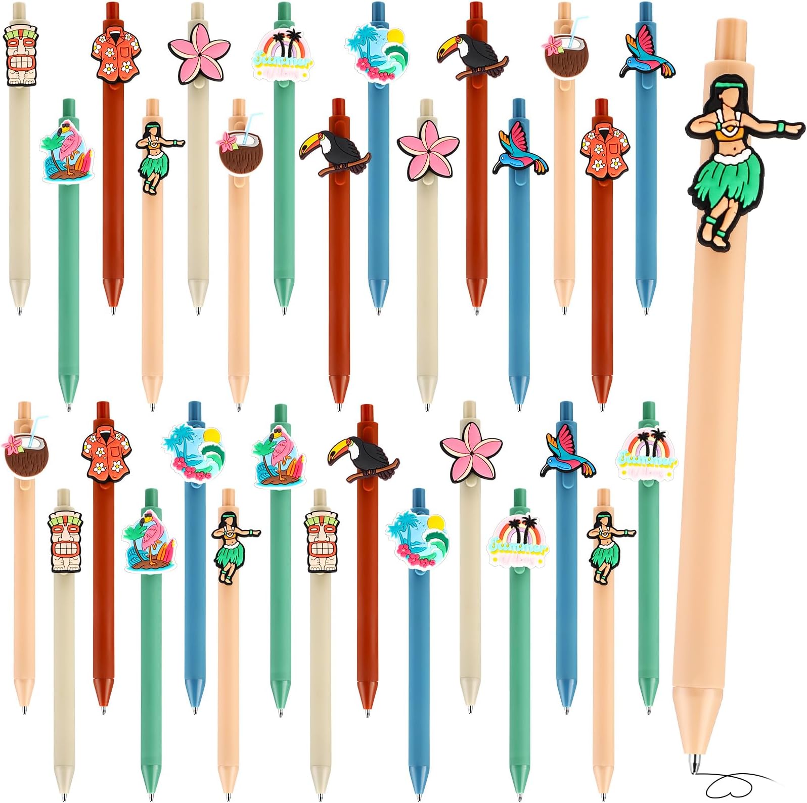 Amazon.com: Feifeiya 30 Pcs Hawaiian Luau Ballpoint Pens Beach Summer ...