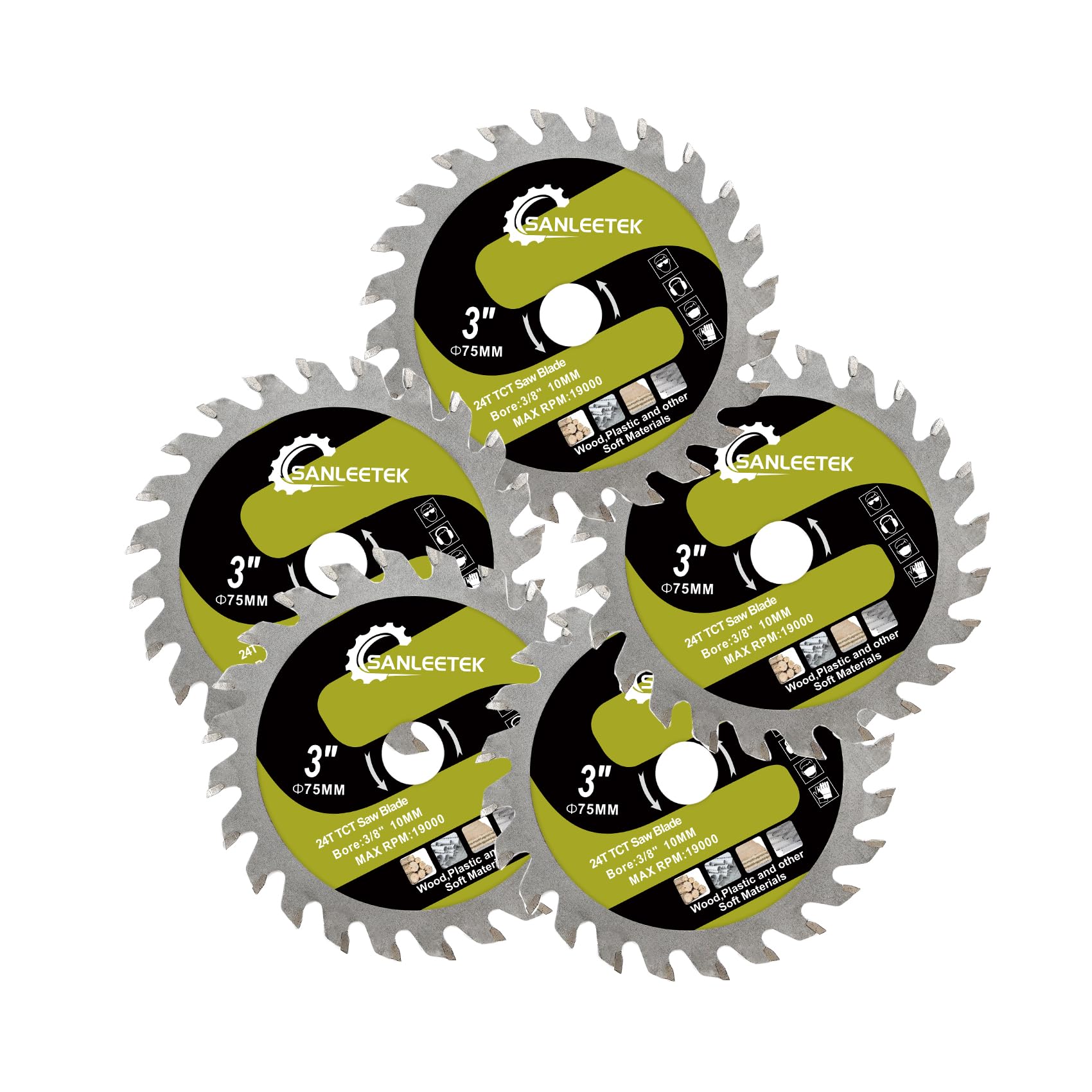 Snapklik.com : SANLEETEK 24T TCT Circular Cutting Disc - 5pcs 3"