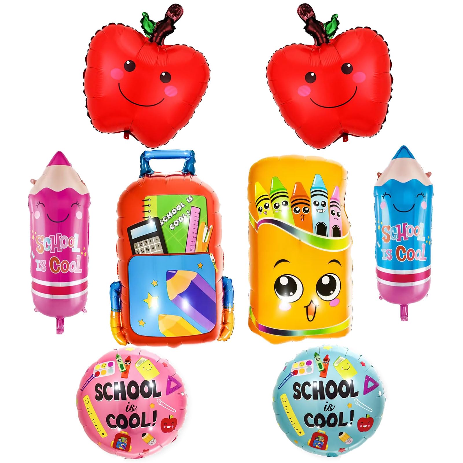 Snapklik.com : Back To School Balloons, Pencil Apple Crayon Foil ...