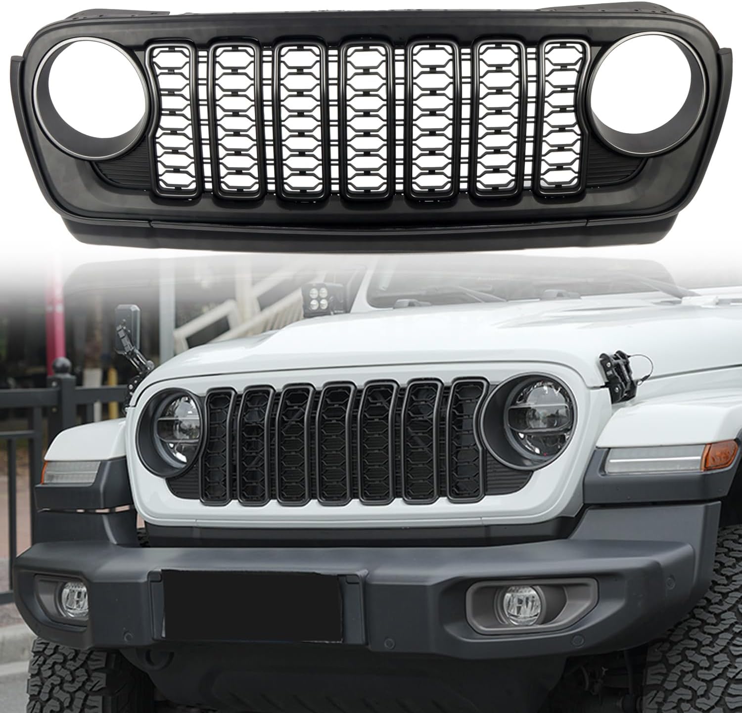 Amazon.com: Front Grill Bumper Mesh Grille For Jeep Wrangler JK 2007 ...