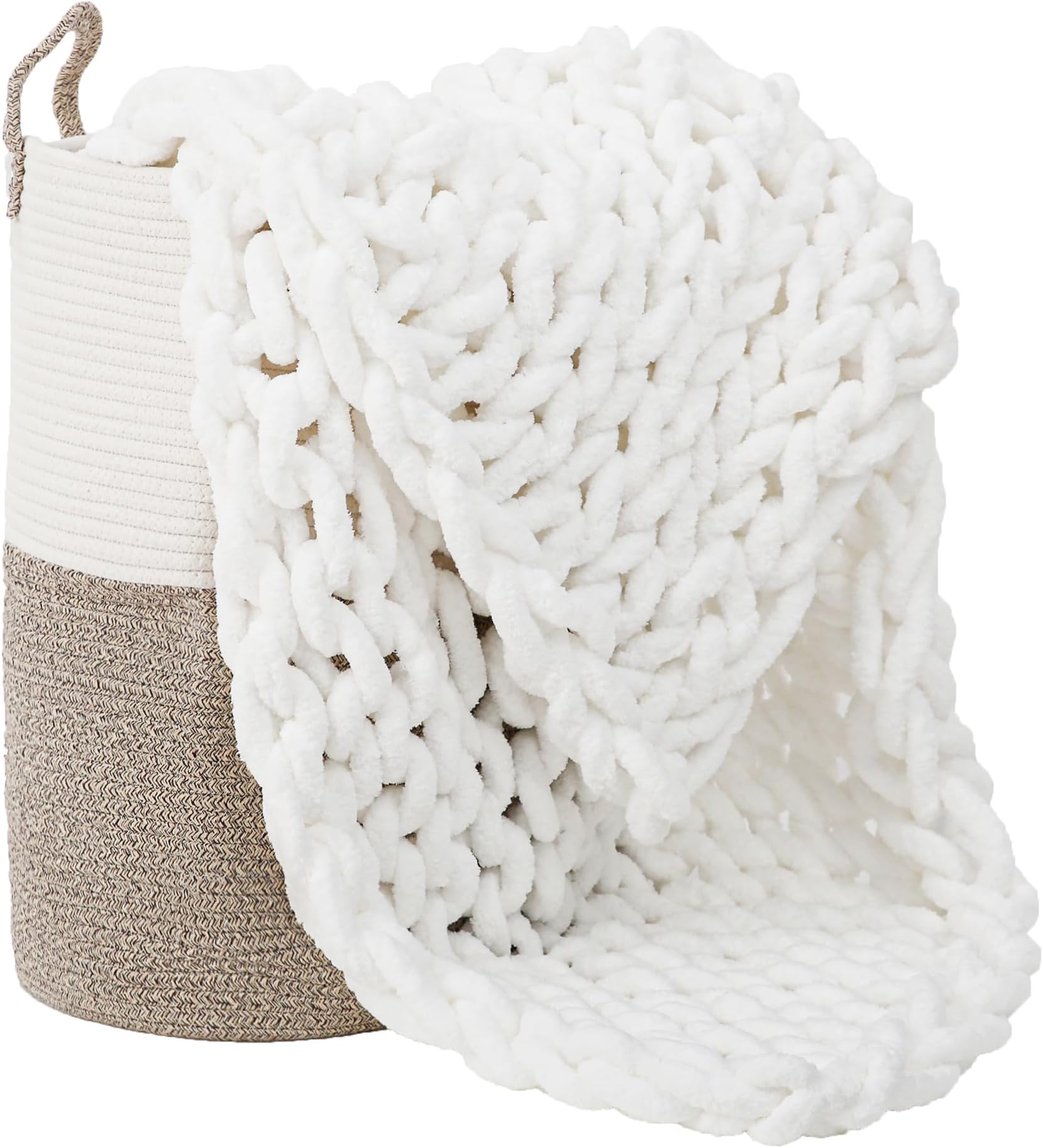 Amazon.com: LONG CREATE Chunky Knit Throw Blanket 50"X 60", 100% ...