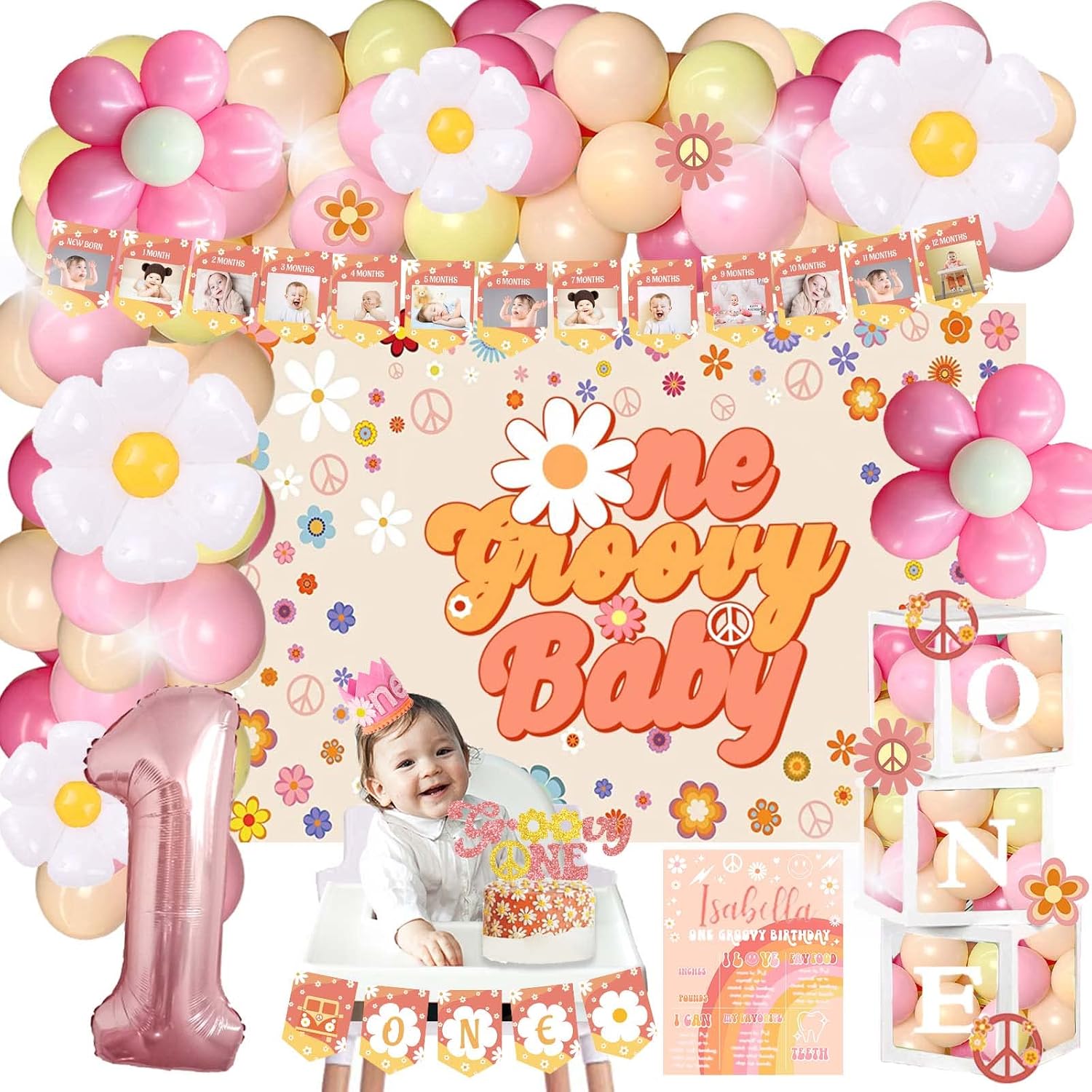 Amazon.com: 125 PCs Groovy One Party Decorations, Fiesec One Groovy ...