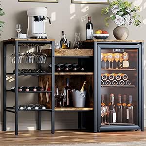 Amazon.com: Loomie Mini Fridge Cabinet Stand w/Storage, Coffee Bar ...