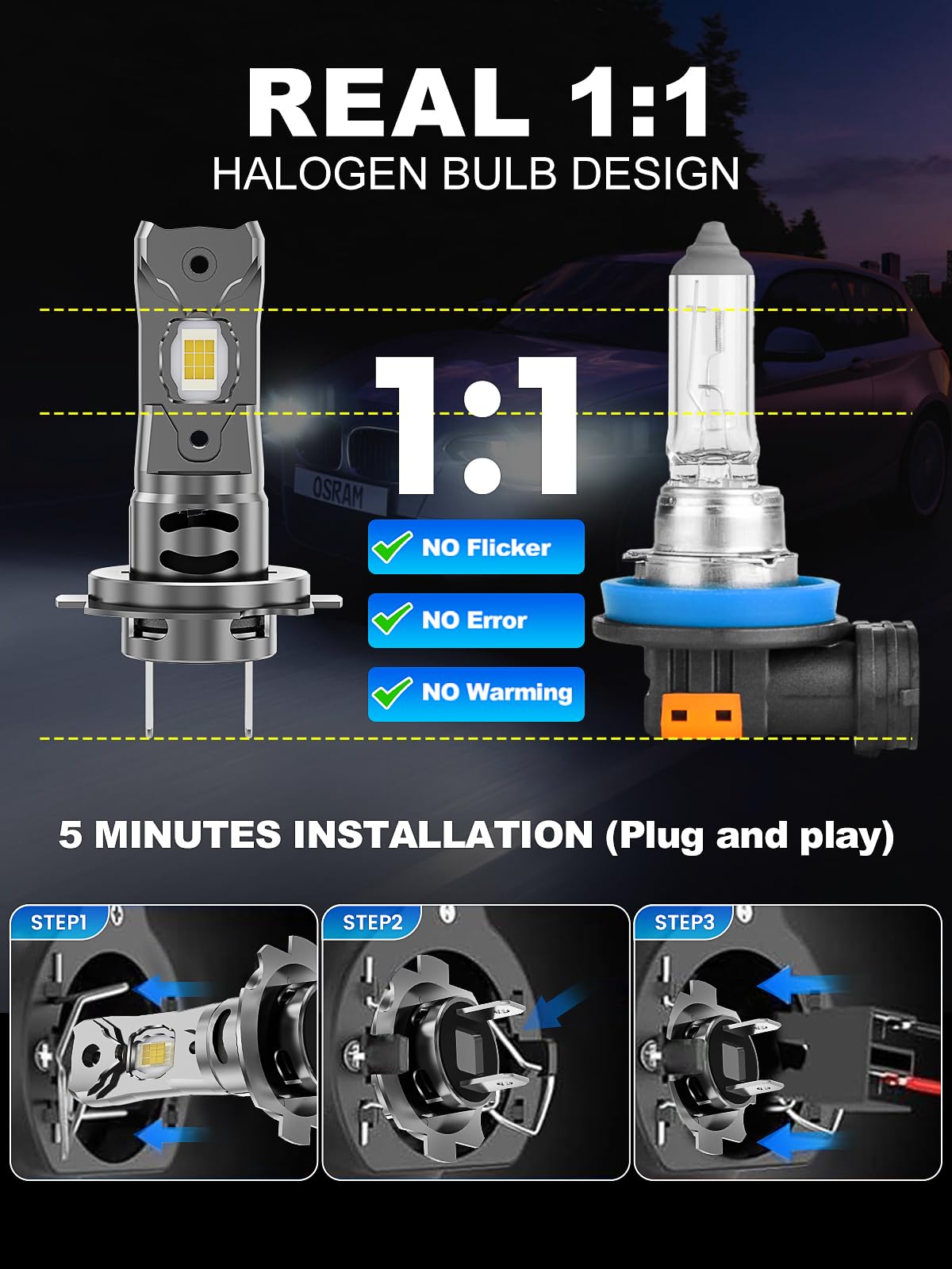 Snapklik.com : Rimthin H7 Fog Light Bulbs, 32,000LM Super Bright 1:1 ...