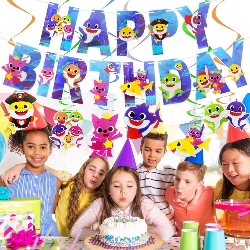 Buy Jagmag® Baby Shark Happy Birthday Banner/Baby Shark Party Supplies ...