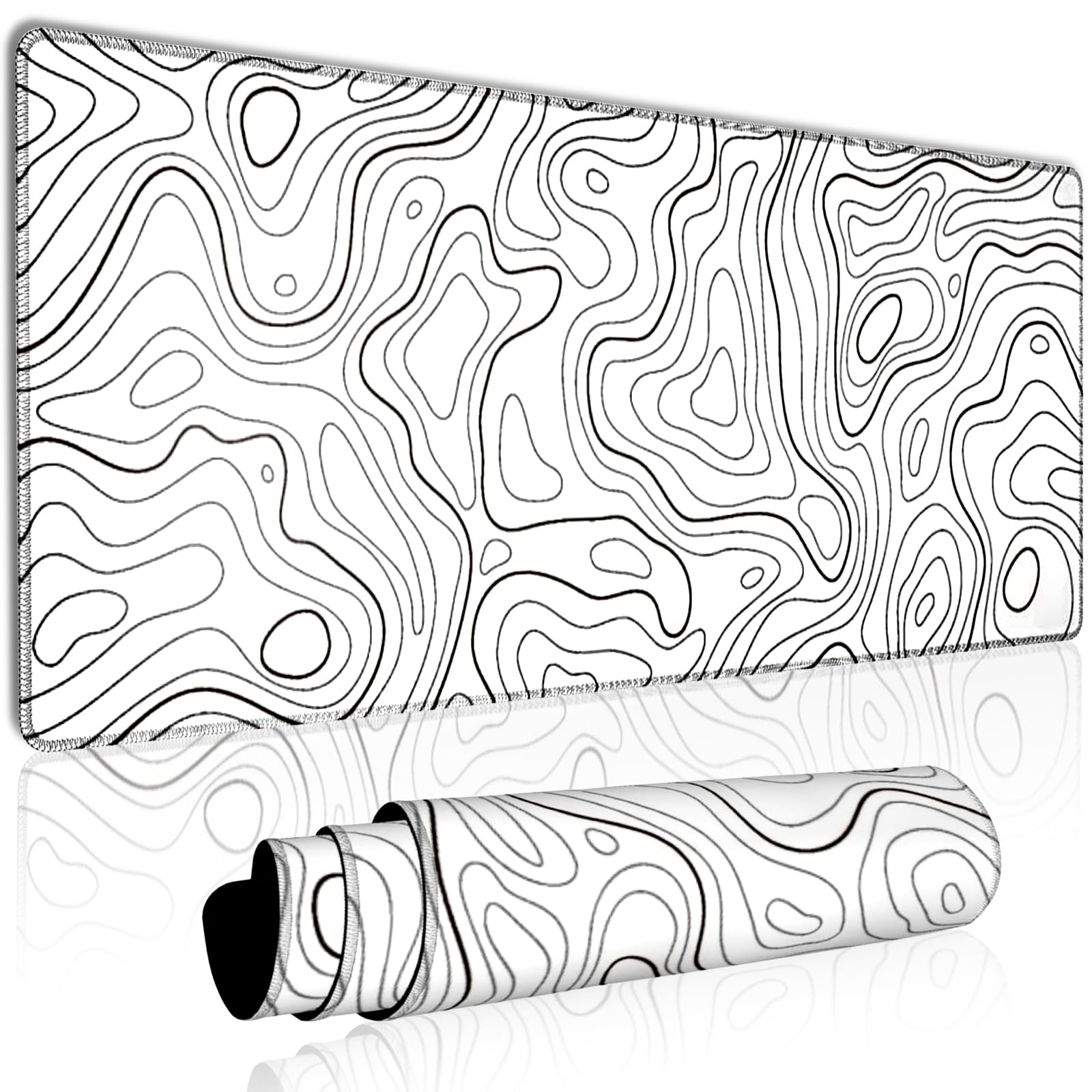 MATKING Topography Large Mouse Mat, XL White Gaming Mouse Pad with ...