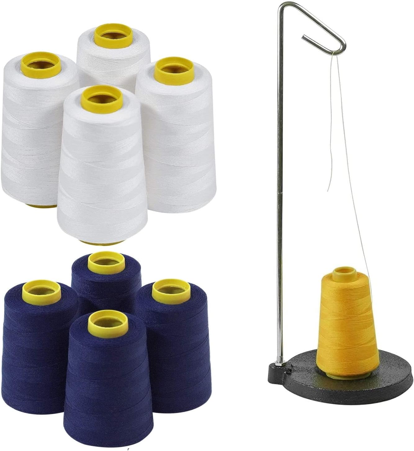 Amazon.com: White and Navy Blue 4 Large Cones (3000 Yards Each) Single ...