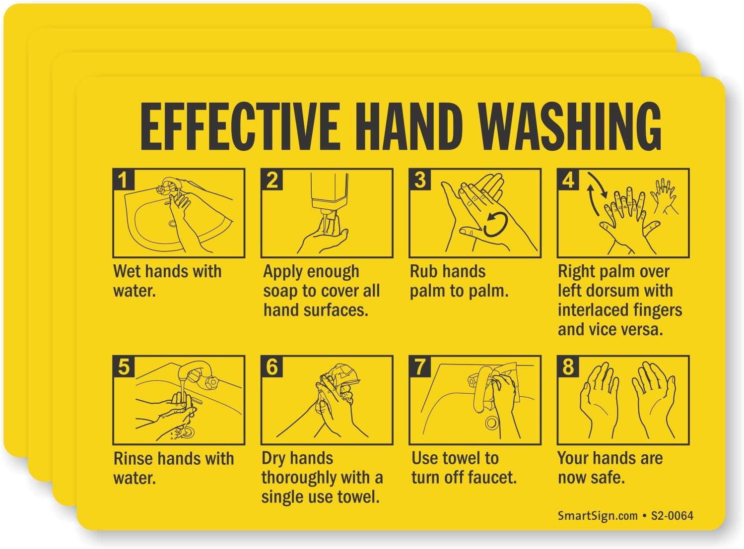 SmartSign “Effective Hand Washing" Hand Washing Label | 3.5" x 5 ...