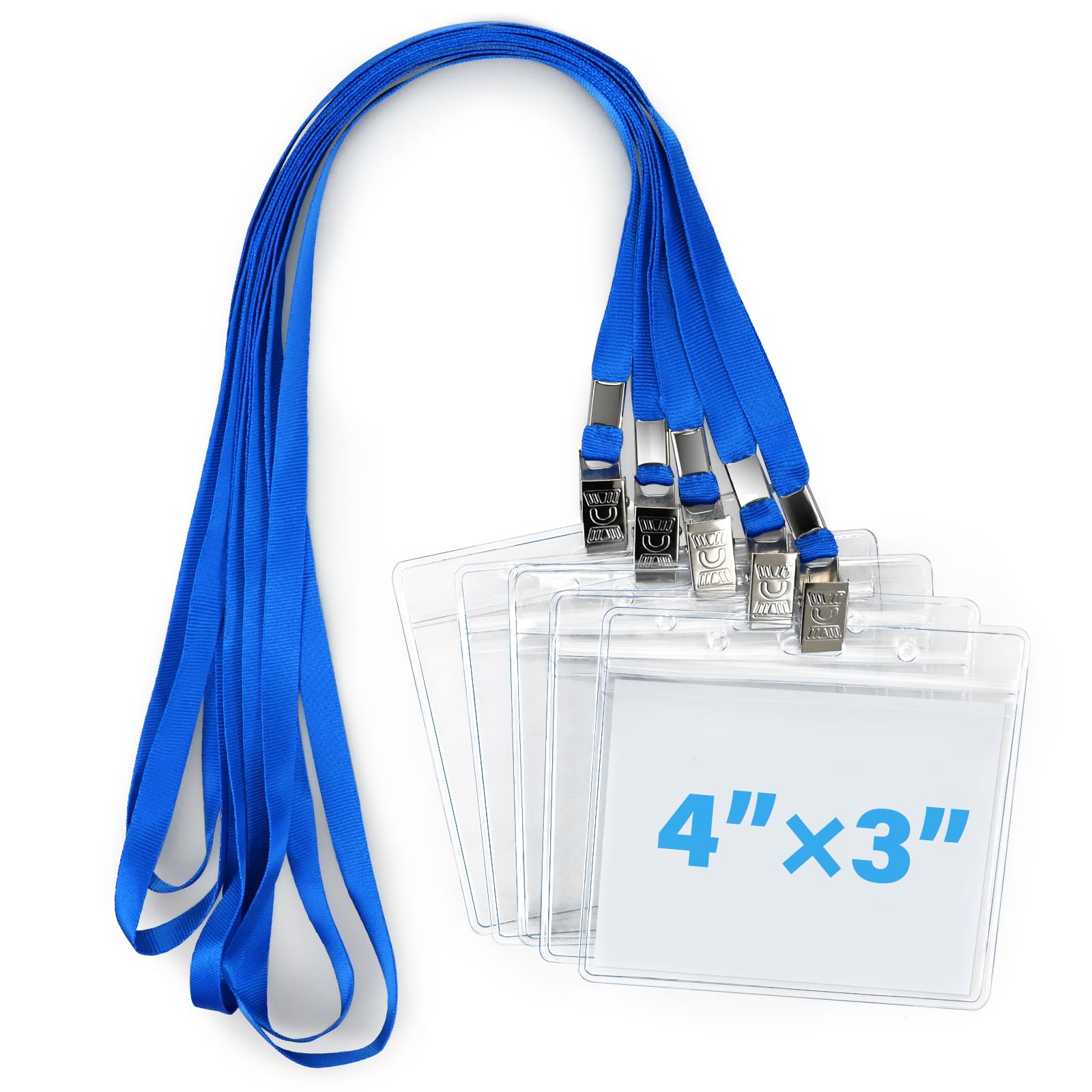 Amazon.com : 50 Pack Clear Plastic Horizontal Name Tag Badge Holder 4×3 ...