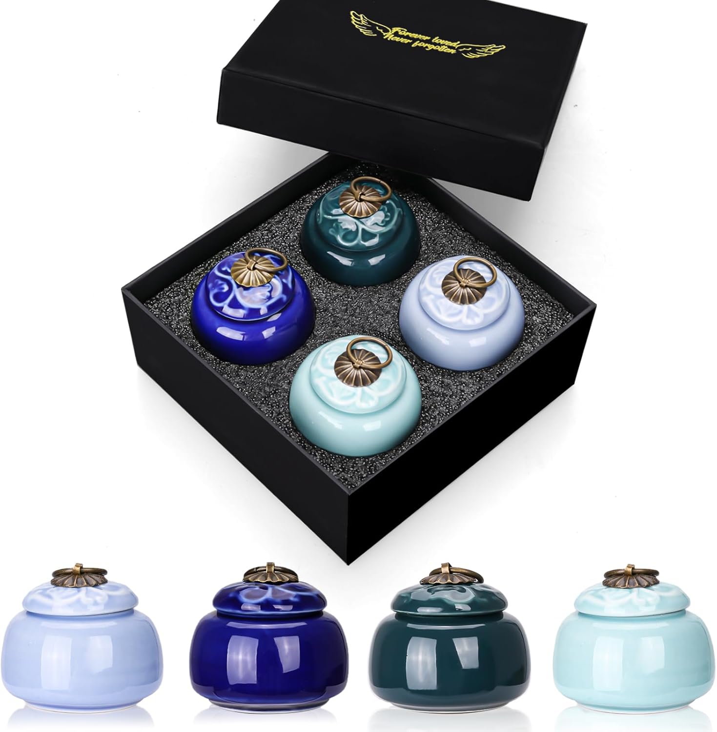 Amazon.com: Small Urns for Human Ashes Keepsake- Set of 4 Ceramic Mini ...