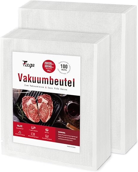 Amazon.de: Fitge Vakuumierbeutel 20x30cm+30x40cm 100 Beutel für alle Vakuumiergeräte ...