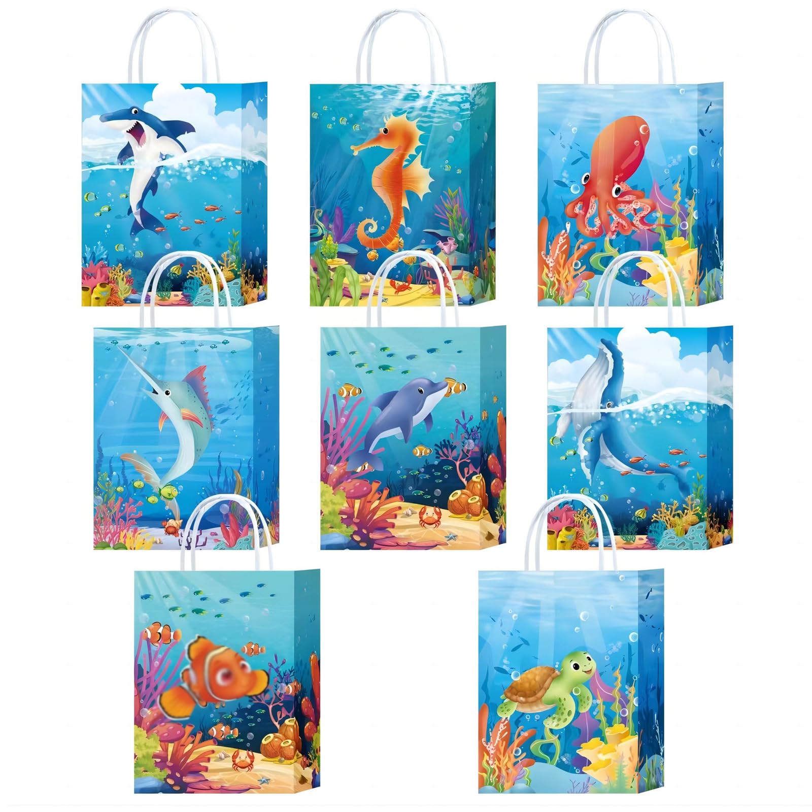 Amazon.com: Lnkdeya 16 Pcs Ocean Animals Party Gift Bags Sea Animals ...