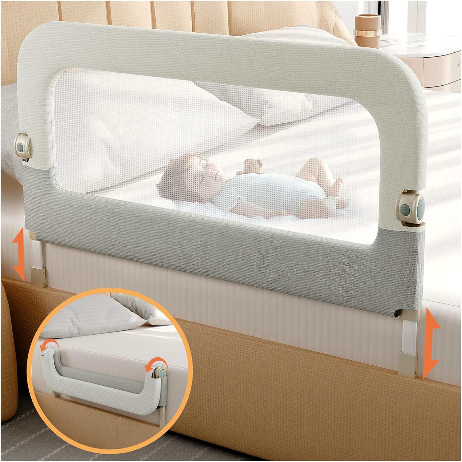 Amazon.com: Bed Guard Rail for Toddlers - 47inch Foldable & Adjustable ...