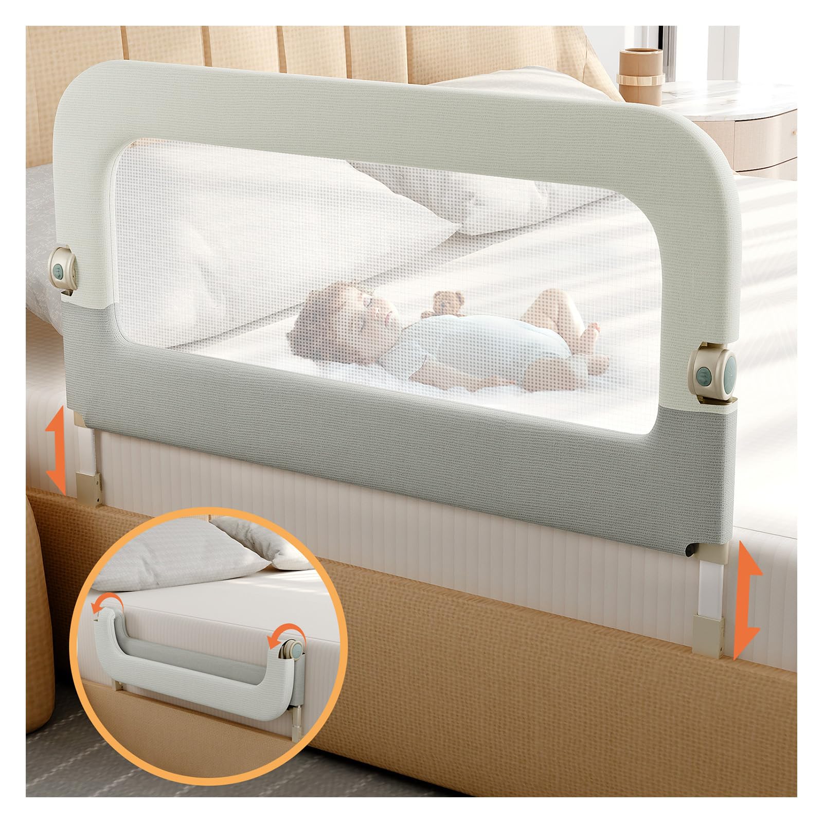 Amazon.com: Bed Guard Rail for Toddlers - 47inch Foldable & Adjustable ...