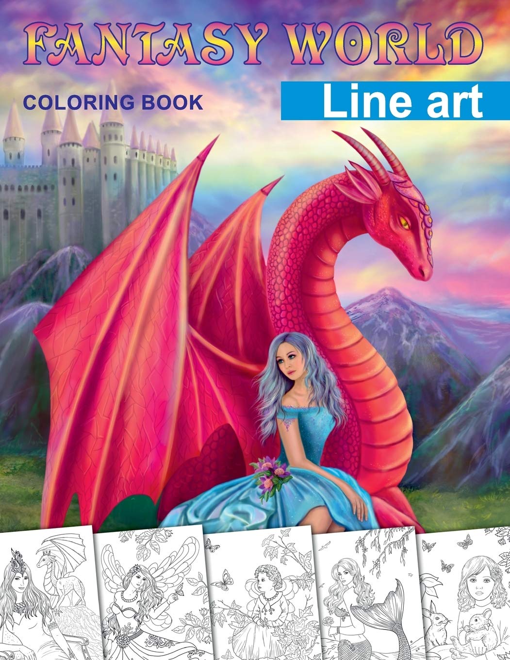 Amazon.com: Fantasy World. Line art coloring book: Adult coloring book ...