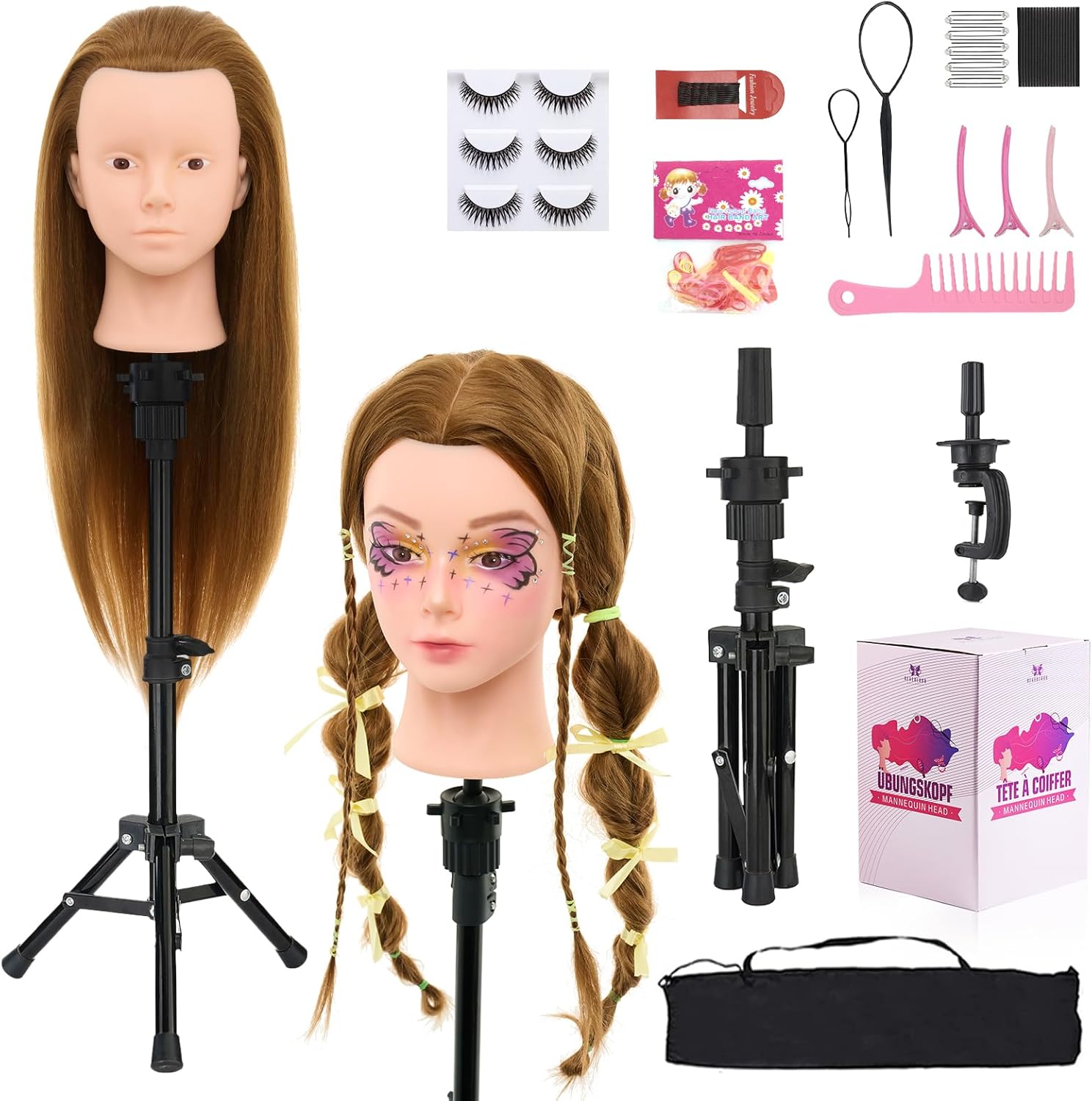 Neverland Beauty Make-Up Hairdressing Head with Training Head Stand, 26 ...