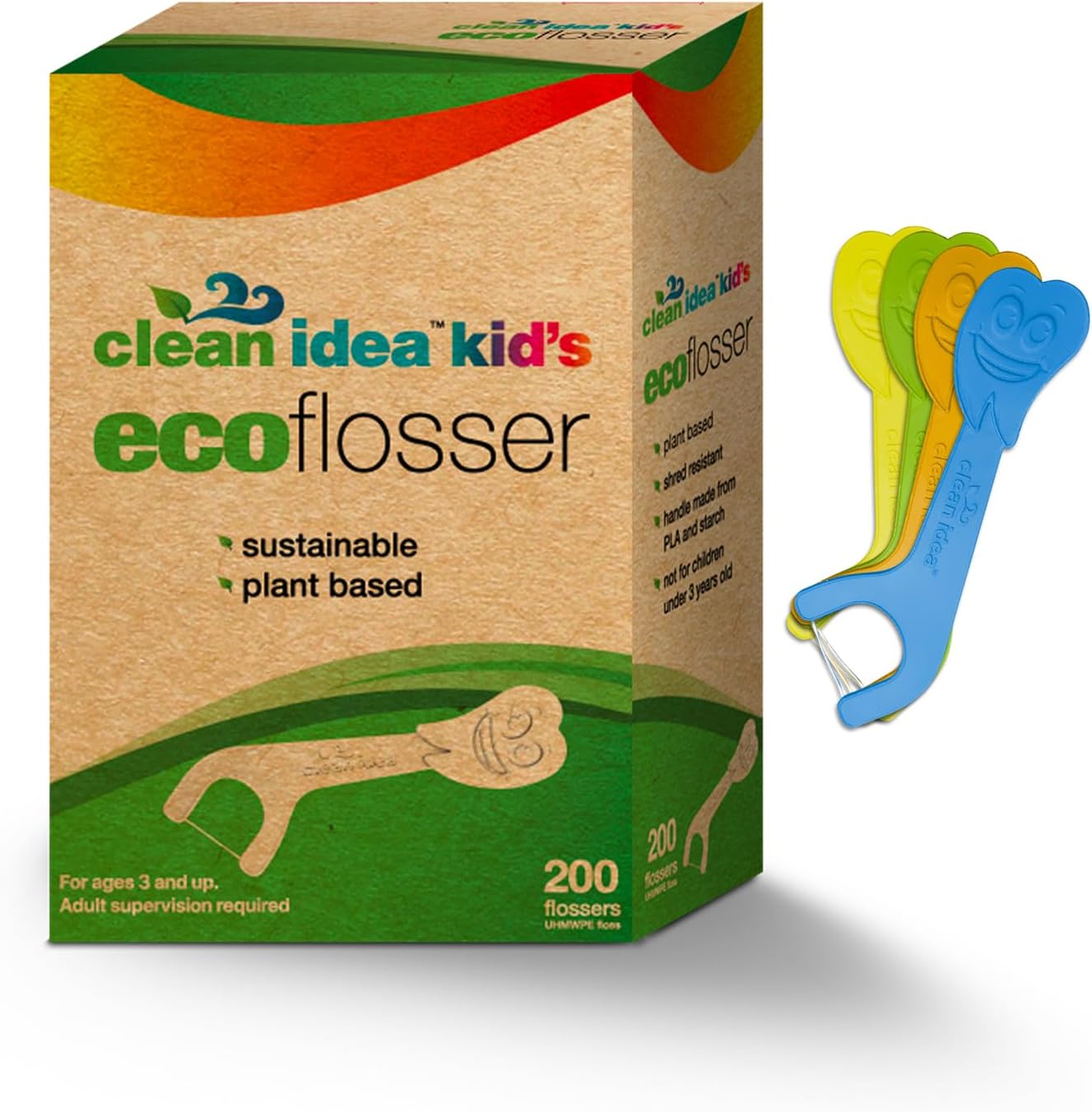 Amazon.com : Clean Idea Kids EcoFlosser Pick - 200 Picks- Kids Flossers ...