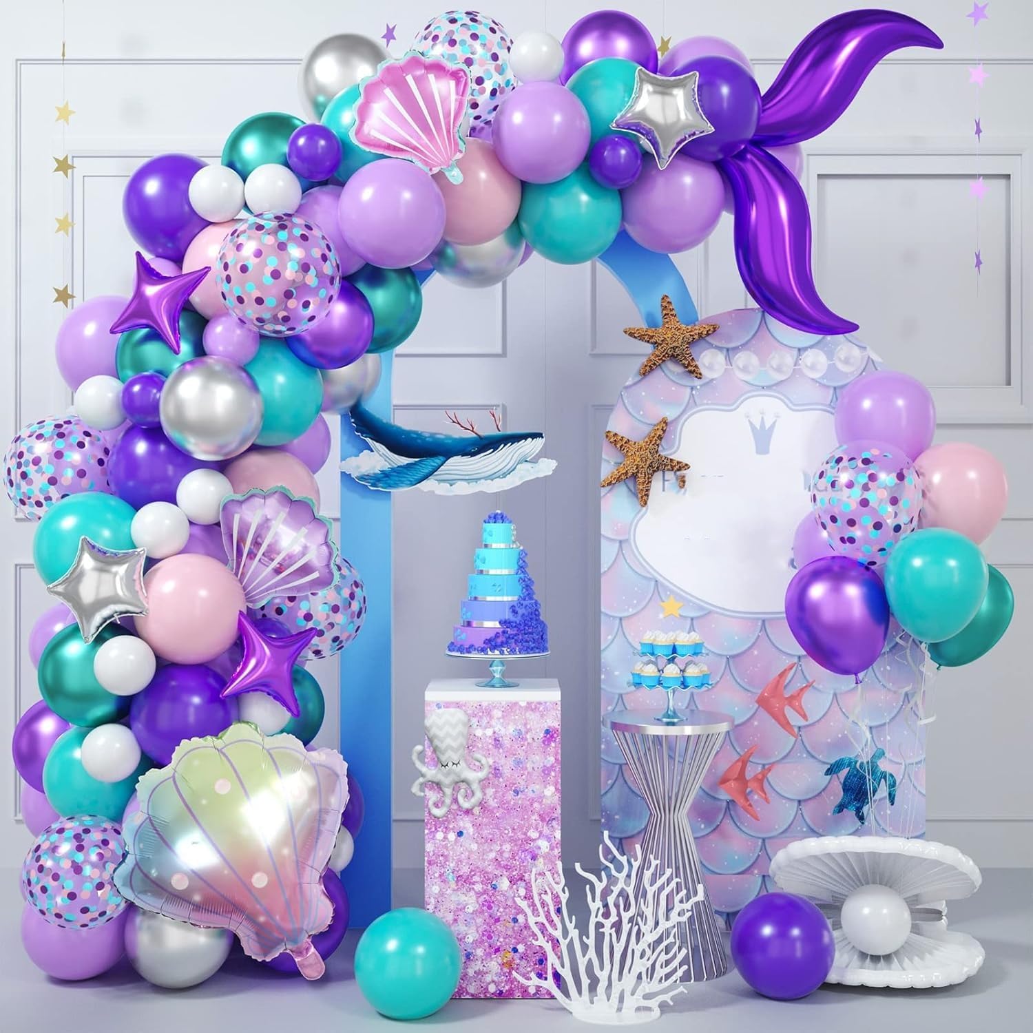 Amazon.com: Mermaid Balloon Arch Kit with Tail Mermaid Theme Balloon ...
