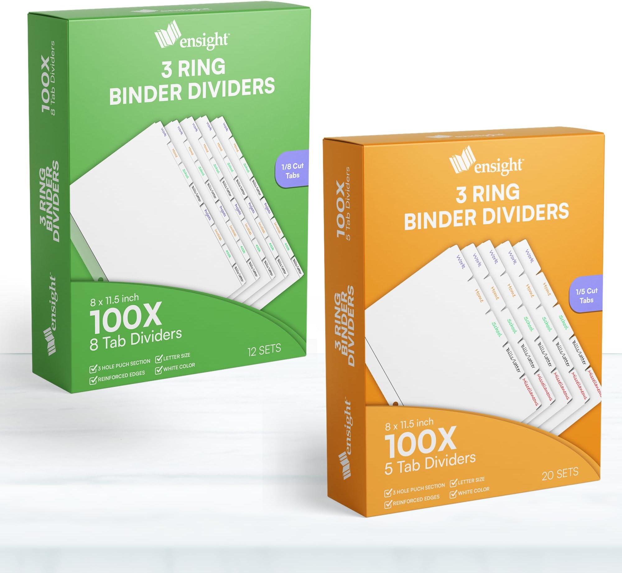 Amazon.com : 5 tab and 8 tab Binder Divider, Divider Pages with Tabs ...