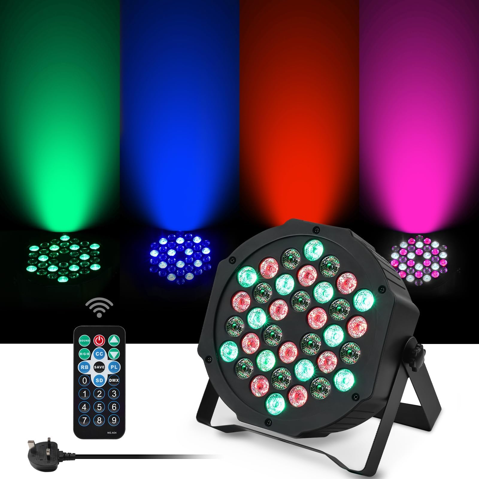 Stage Lights 36LED 72W Disco Lights RGB DMX512 with Remote Control, Par ...