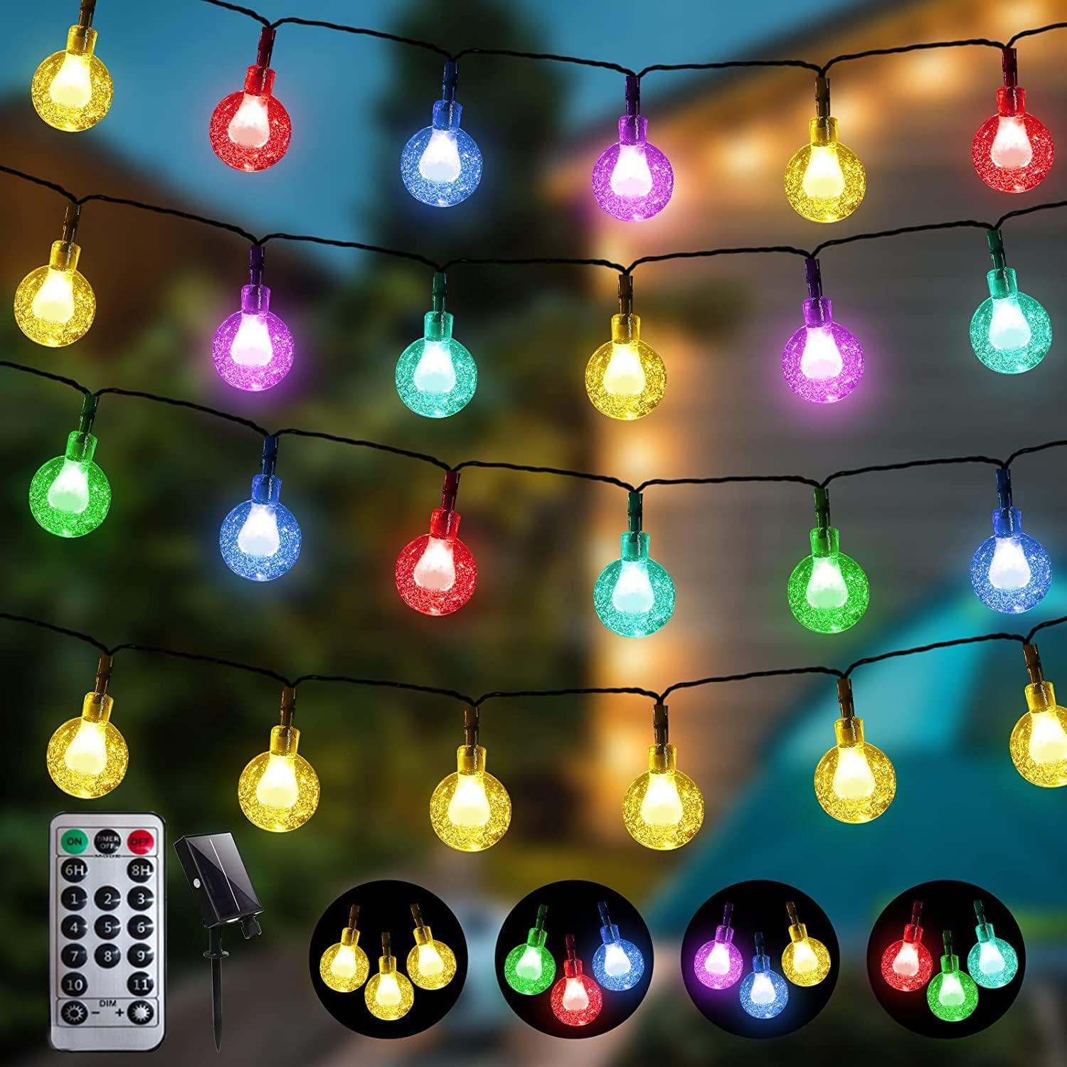CERIAL 20m 120LED Solar Garden Lights Globe String Lights Outdoor ...