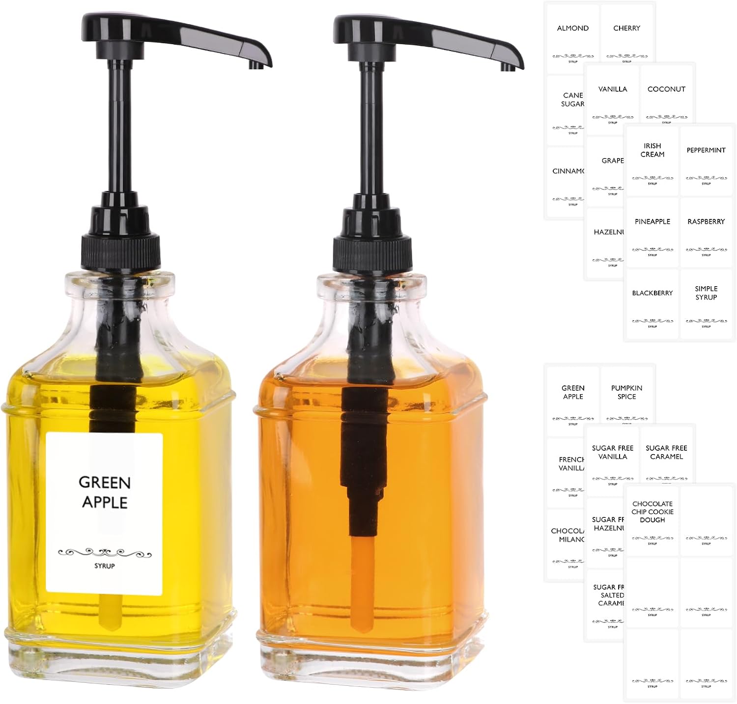 Amazon.com: SZUAH 16oz Coffee Syrup Dispensers for Coffee Bar 2Pack ...