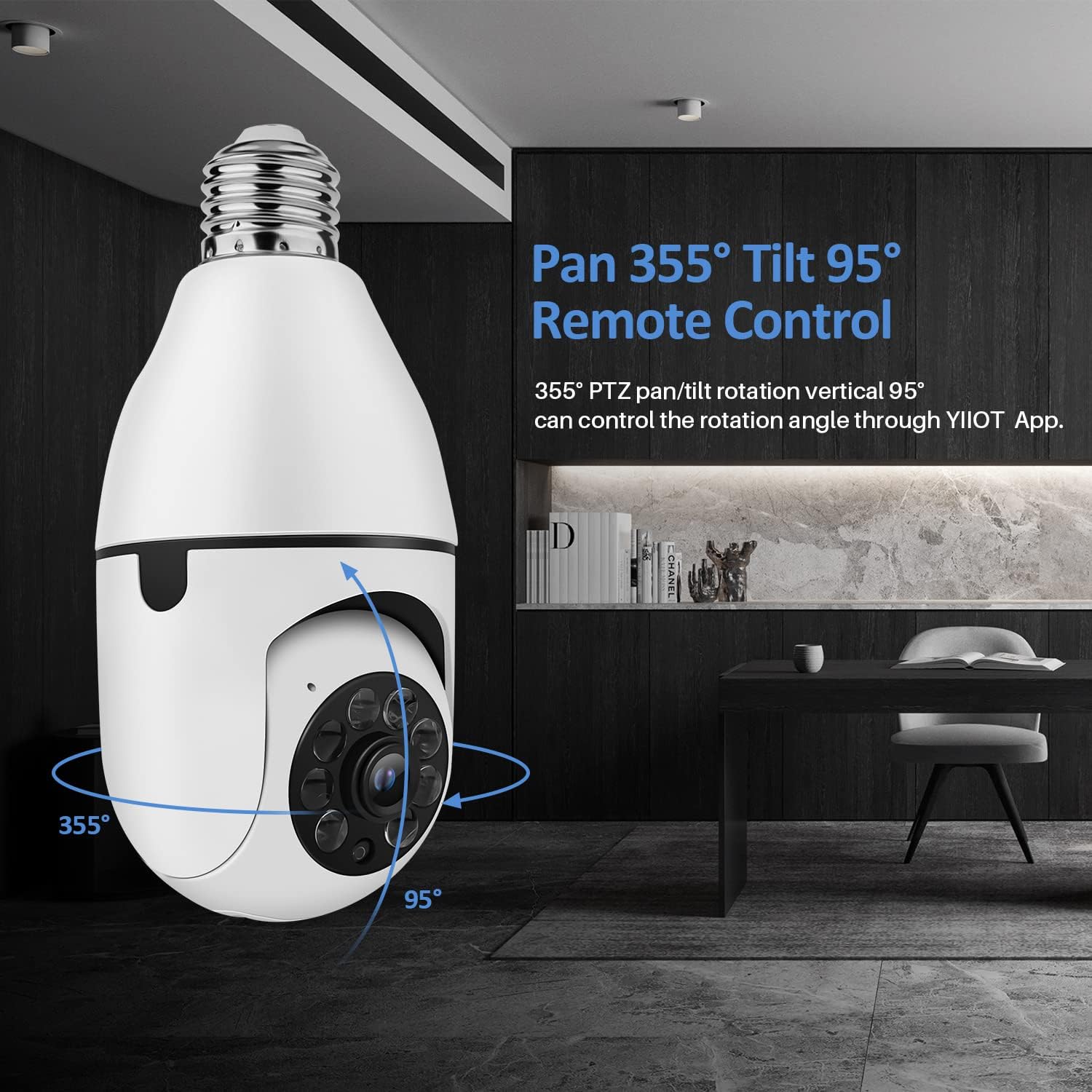 1080P 360°Rotate Auto Tracking Panoramic Camera Light Bulb Night ...